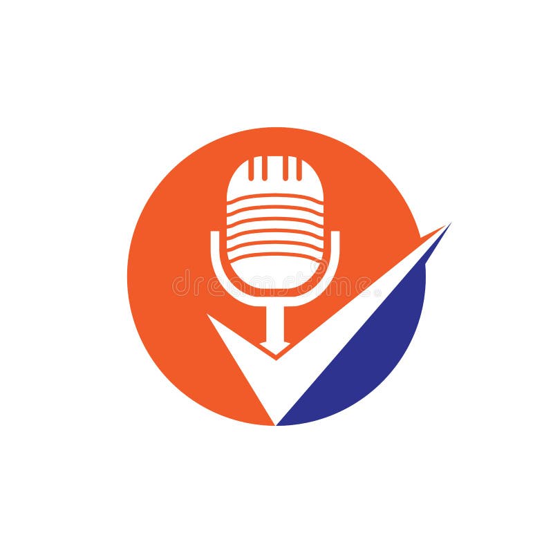 Check Podcast Vector Logo Design Template. Microphone and Tick Icon ...