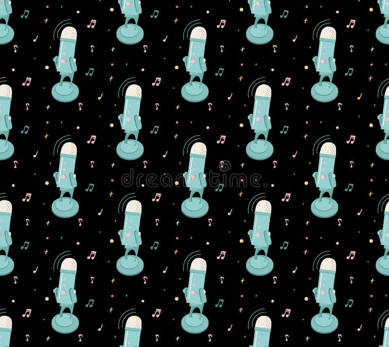 Podcast Microphone Flat Vector Seamless Pattern Stock Vector ...