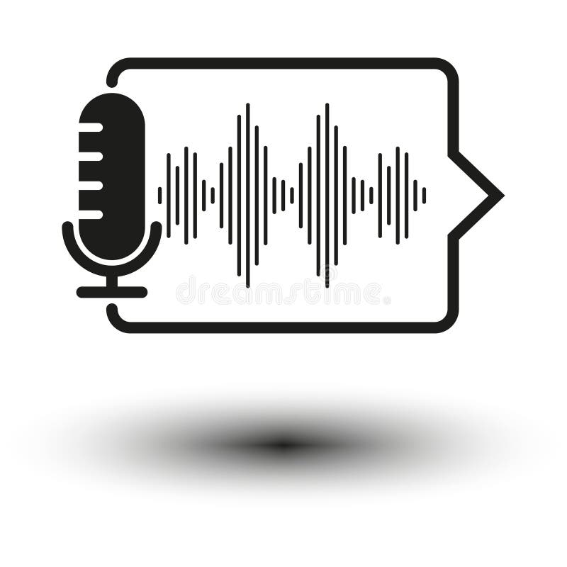 Podcast Microphone Icon. Sound Wave Symbol. Vector Black and White ...