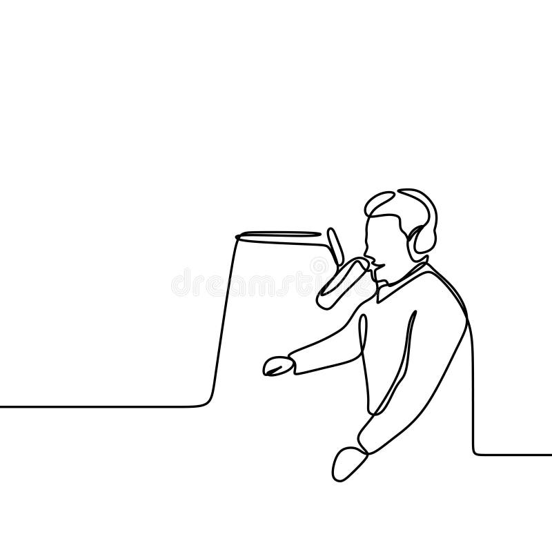 Person Sing A Song With Acoustic Classical Guitar Continuous One Line ...