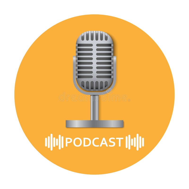 Podcast Radio Icon, Vintage Silver Microphone, Vector Stock Vector ...