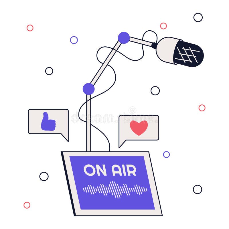 Podcast Recording Concept. Broadcast Microphone, Online Interview or ...