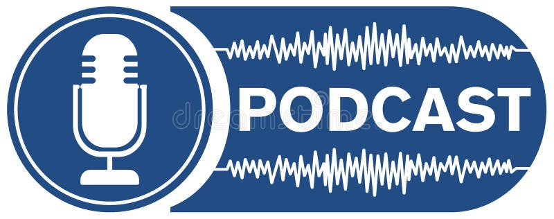Podcast Recording Symbol with Microphone and Audio Waveform Stock ...
