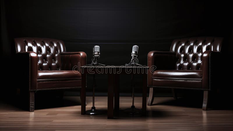 Podcast Interview Concept Two Chairs and a Microphone Ai Generated ...