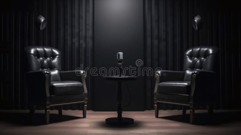 Podcast Interview Concept Two Chairs and a Microphone Ai Generated ...