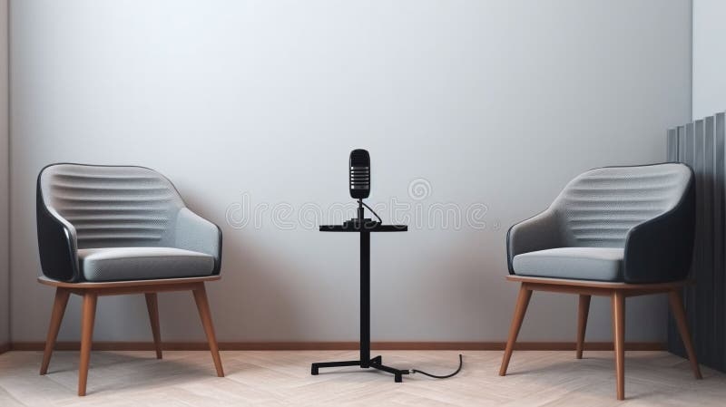 Podcast Interview Concept Two Chairs and a Microphone Ai Generated ...