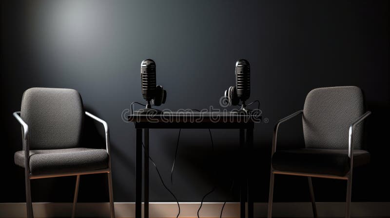 Podcast Interview Concept Two Chairs and a Microphone Ai Generated ...