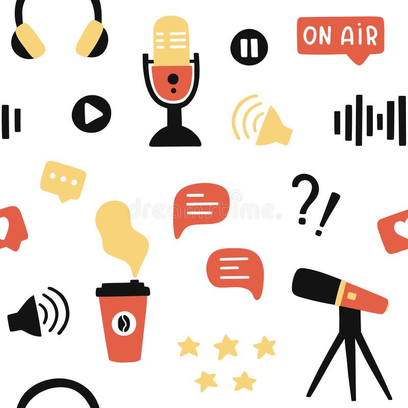 Podcast Seamless Pattern. Background for Blogging, Vlogging and Live ...