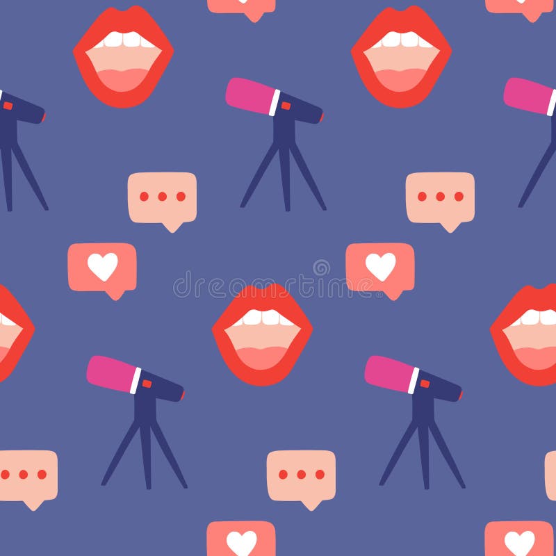 Podcast Seamless Pattern. Background for Blogging, Vlogging and Live ...