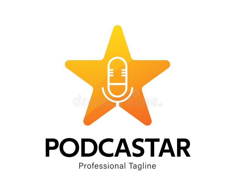 Podcast Star Logo Template with Yellow and Orange Color Stock Vector ...