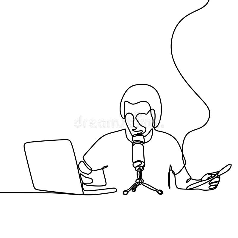 Podcast Studio Continuous Line Drawing Stock Illustration ...