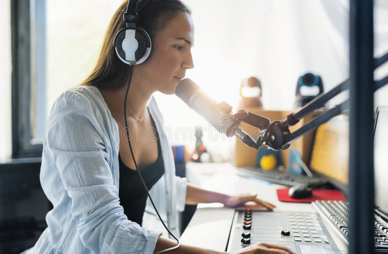 Podcast Talk Show Streaming Online Stock Image - Image of caucasian ...