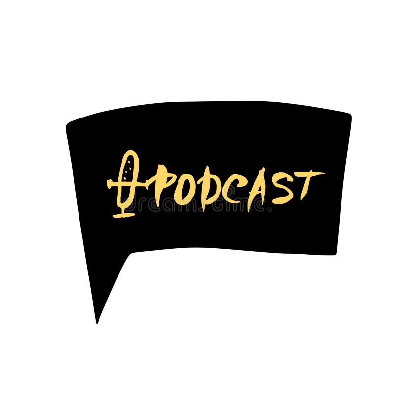 Podcast Text with Decor. Vector Design Emblem. Stock Vector ...