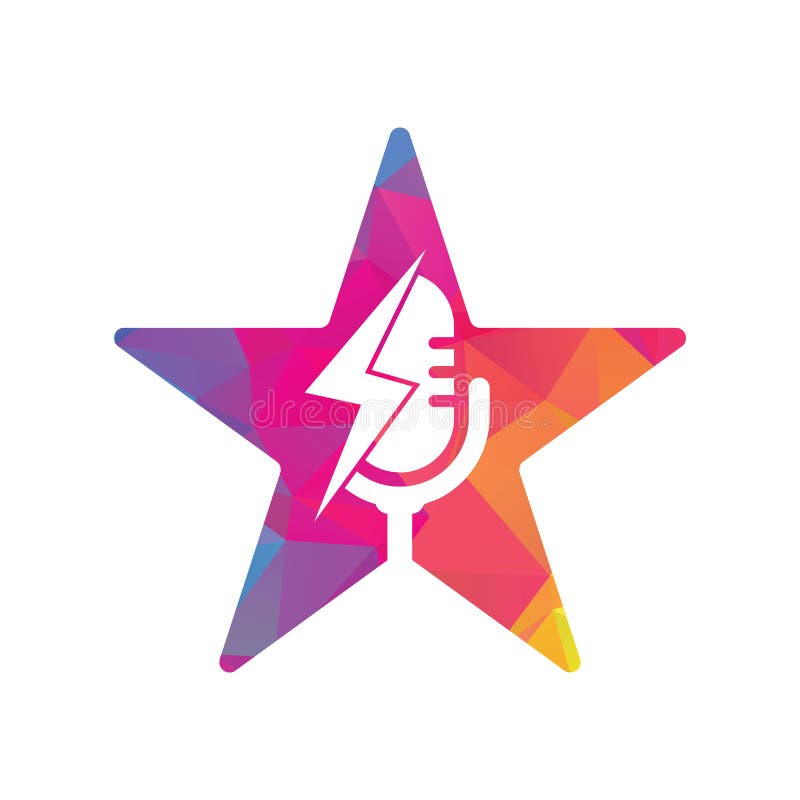 Podcast Thunder Star Shape Concept Vector Logo Design. Stock Vector ...