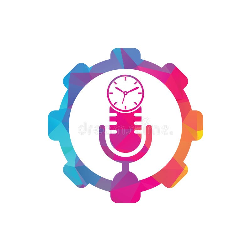 Podcast Time Gear Shape Concept Vector Logo Design Stock Vector ...