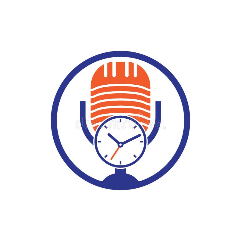 Podcast Time Vector Logo Design Template. Stock Vector - Illustration ...