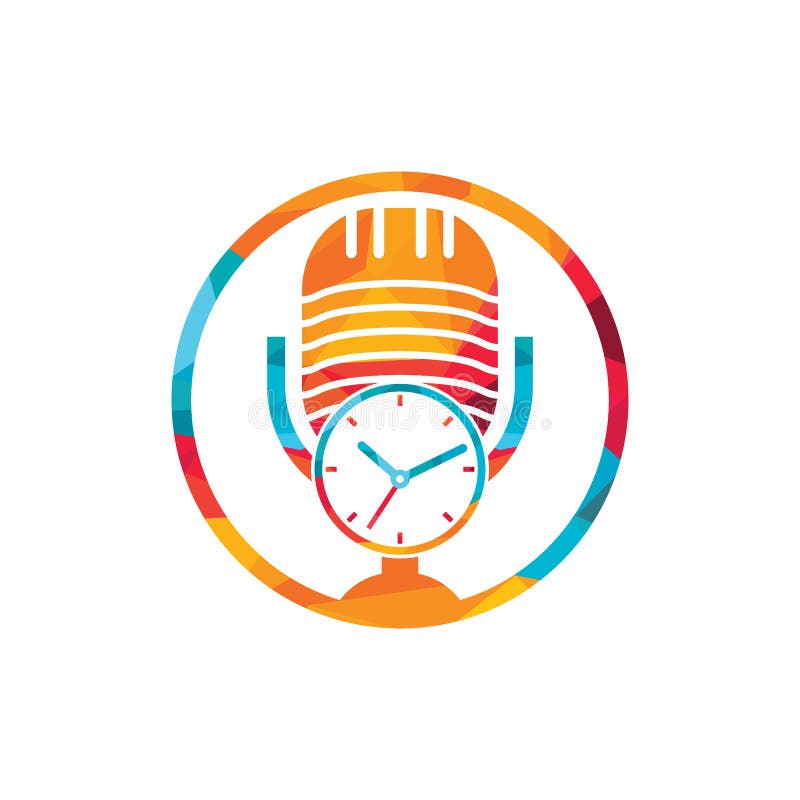 Podcast Time Vector Logo Design Template. Stock Vector - Illustration ...