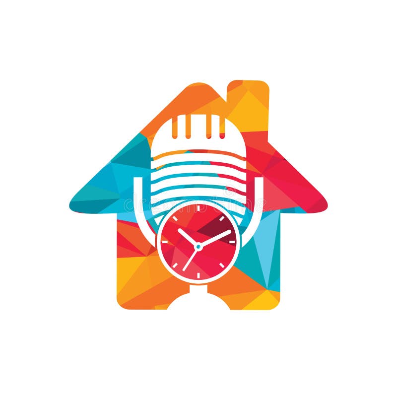 Podcast Time Vector Logo Design Template. Stock Vector - Illustration ...