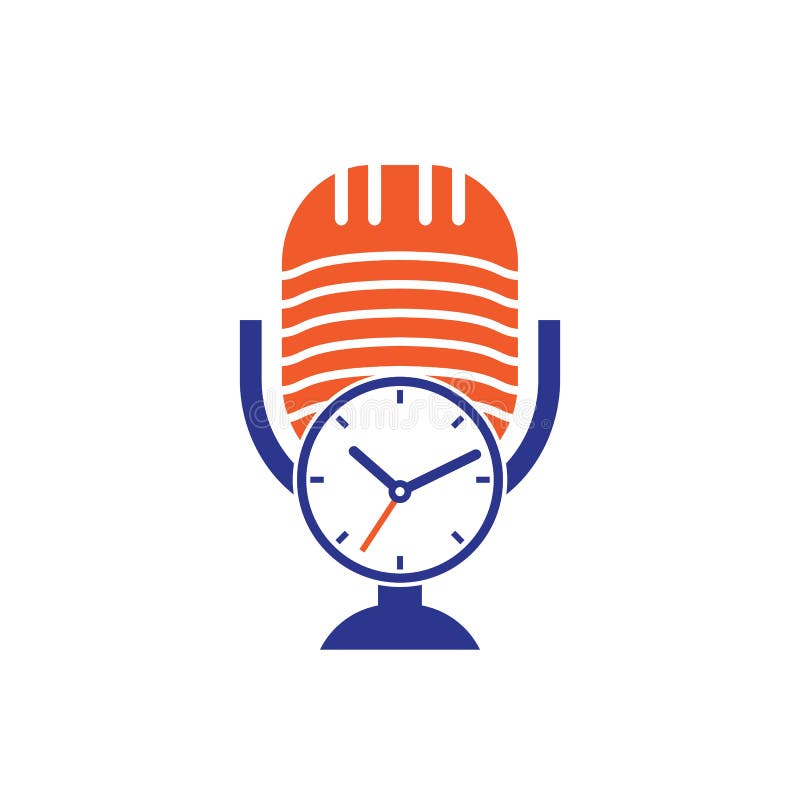 Podcast Time Vector Logo Design Template. Stock Vector - Illustration ...