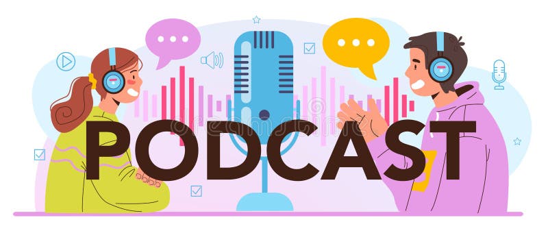 Podcast Typographic Header. Idea of News Broadcasting in the Studio ...