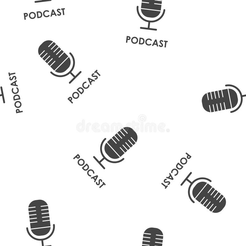 Podcast Vector Icon Seamless Pattern on a White Background Stock Vector ...
