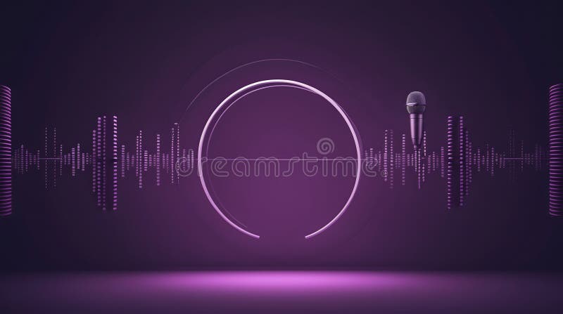 Podcast Visual Background with Circular Soundwaves and Microphone Icons ...