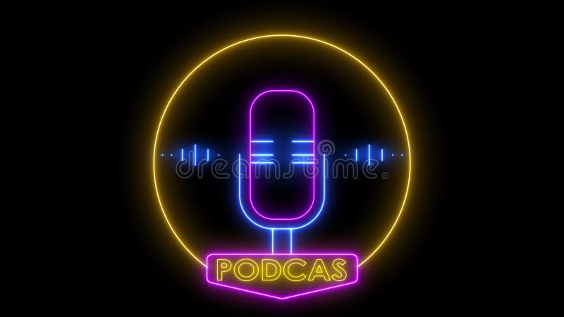 Podcasts Logo Neon Animated Logo Podcasts Neon Background Neon Icon 4k ...