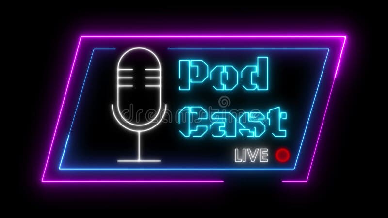 Podcasts Logo Neon Animated Logo Podcasts Neon Background Neon Icon 4k ...