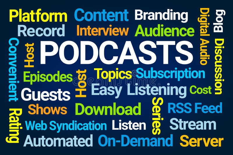Podcasts Word Cloud stock illustration. Illustration of edit - 202255248