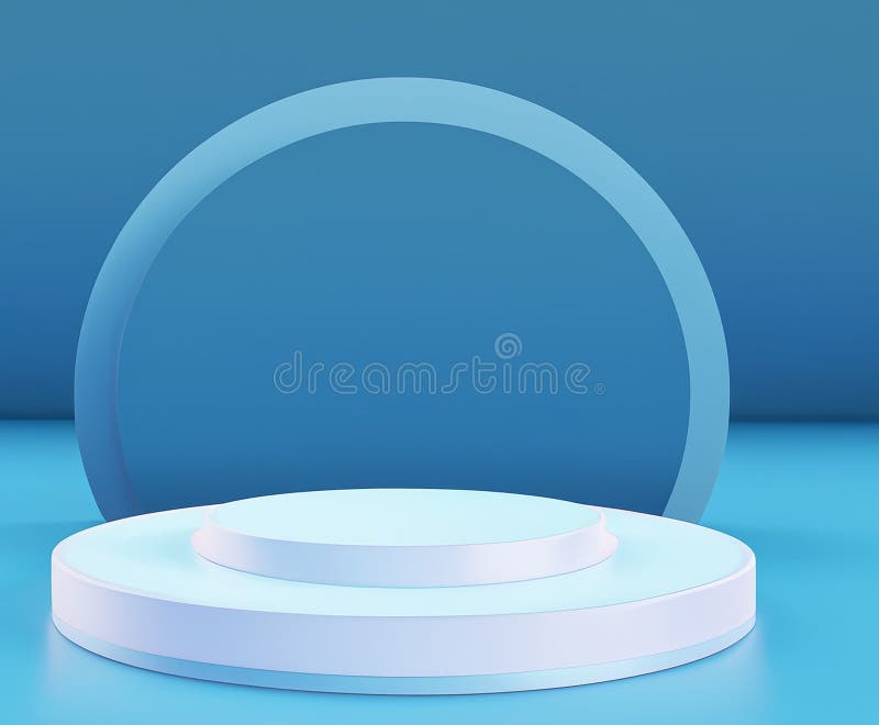 Podium in Abstract Blue Composition, 3d Render Stock Illustration ...