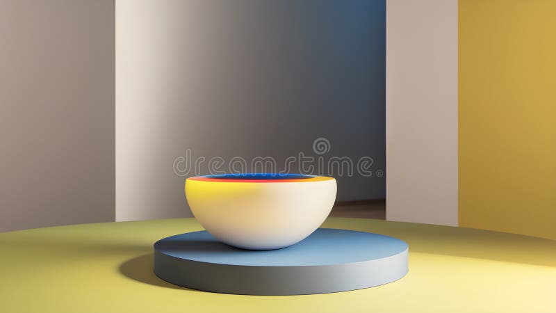 Podium Abstract Studio Room with Geometric Platform for Mockup Display ...