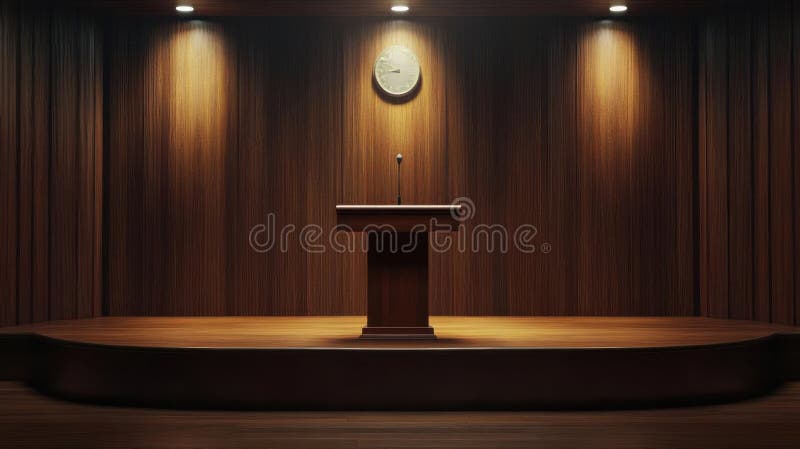 A Podium Awaits, the Stage for Public Address Stock Illustration ...
