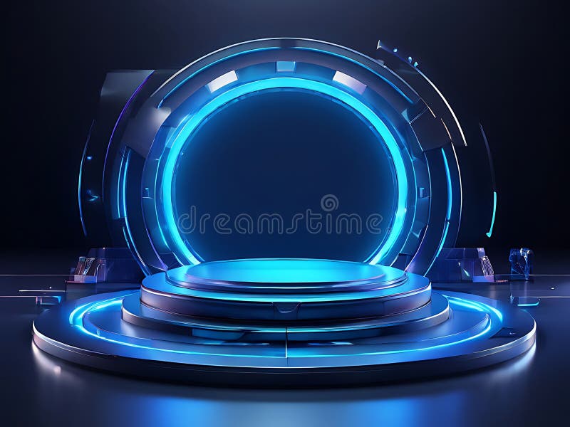 Podium Background 3D Light Tech Stage Future Platform Game Abstract ...