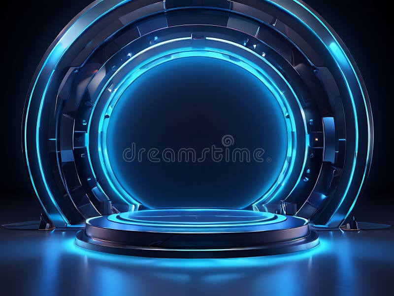 Podium Background 3D Light Tech Stage Future Platform Game Abstract ...