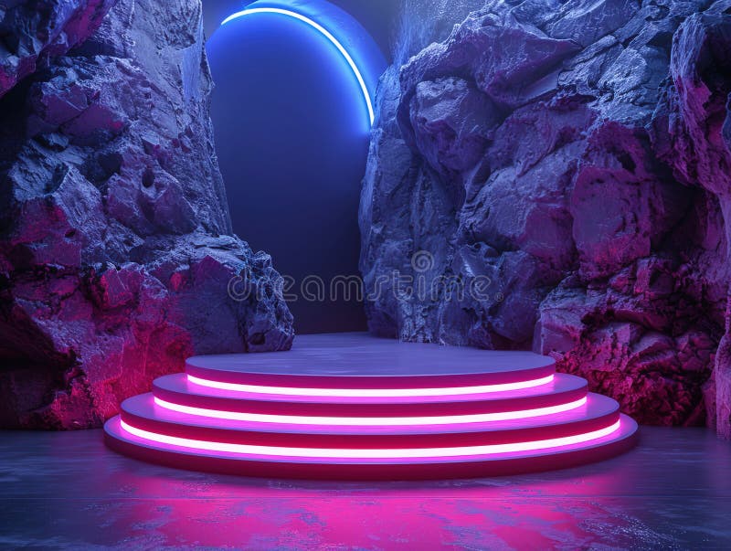 Podium Background 3D Light Tech Stage Future Platform Game Abstract ...