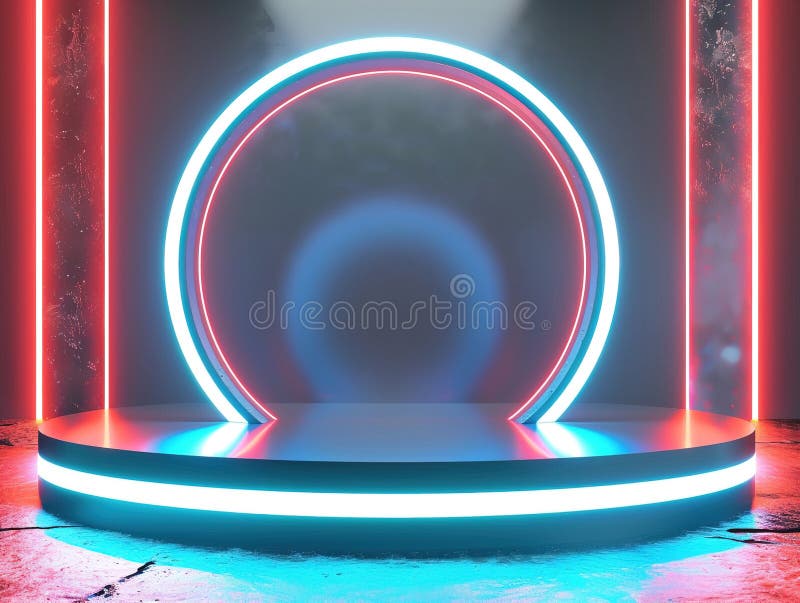 Podium Background 3D Light Tech Stage Future Platform Game Abstract ...