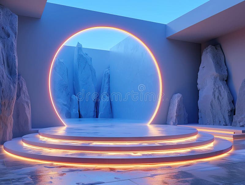Podium Background 3D Light Tech Stage Future Platform Game Abstract ...