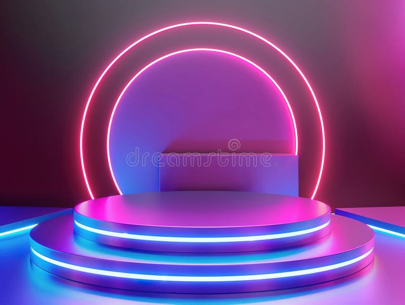 Podium Background 3D Light Tech Stage Future Platform Game Abstract ...