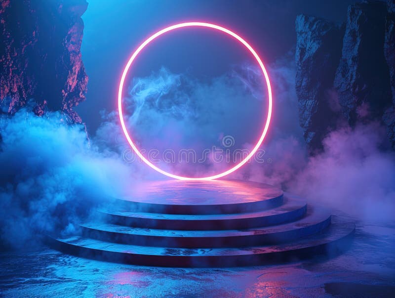 Podium Background 3D Light Tech Stage Future Platform Game Abstract ...