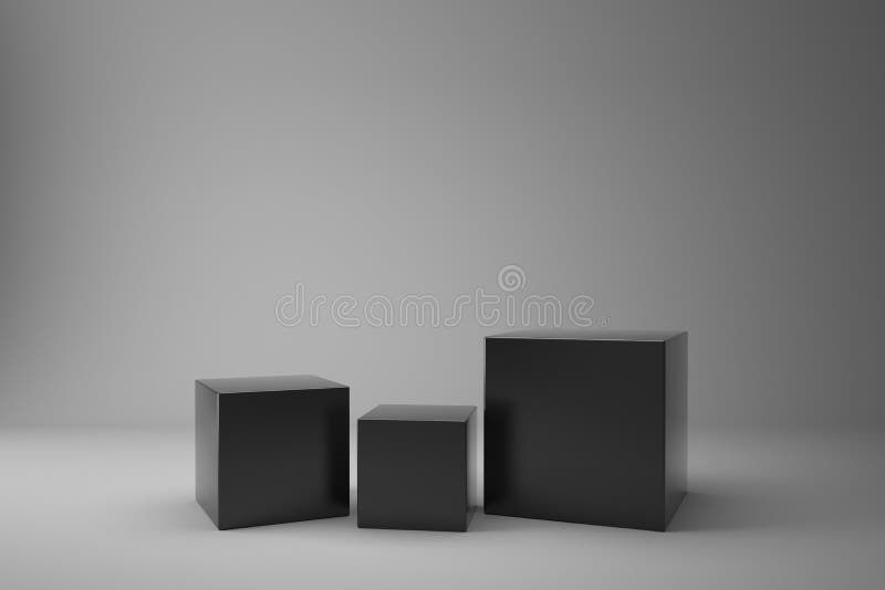 Podium Box Cubes 3D Blank Display on Empty Backdrop with Boxes Stock ...