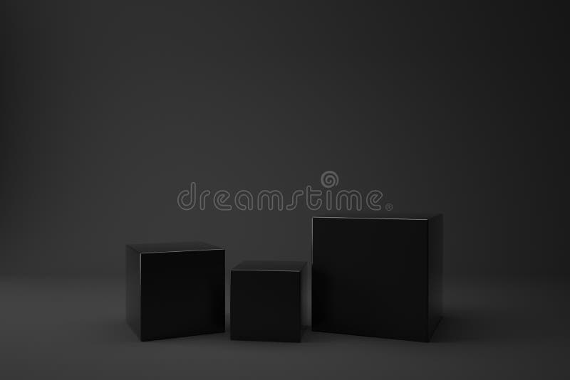 Podium Box Cubes 3D Blank Display on Empty Backdrop with Boxes Stock ...
