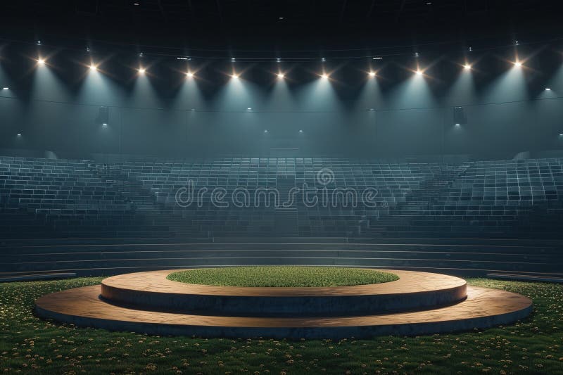 Podium in the Center of a Stadium. Generative AI. Stock Illustration ...