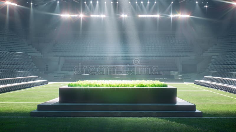 Podium in the Center of a Stadium, Surrounded by Rows of Empty Seats ...