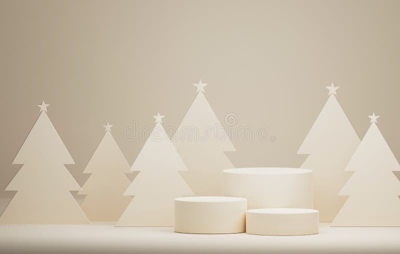 Podium Christmas Tree with Elegant Christmas and New Year on White ...