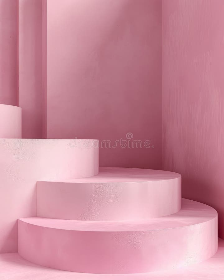 Podium and Columns in Pastel Pink Tones Stock Photo - Image of ...