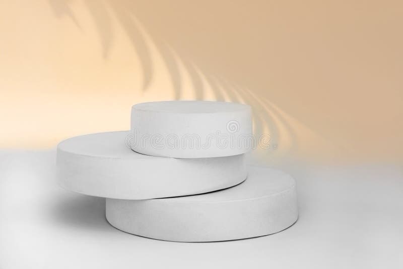 White Marble Cylinder Podium Product Presentation Gray Background 3d ...