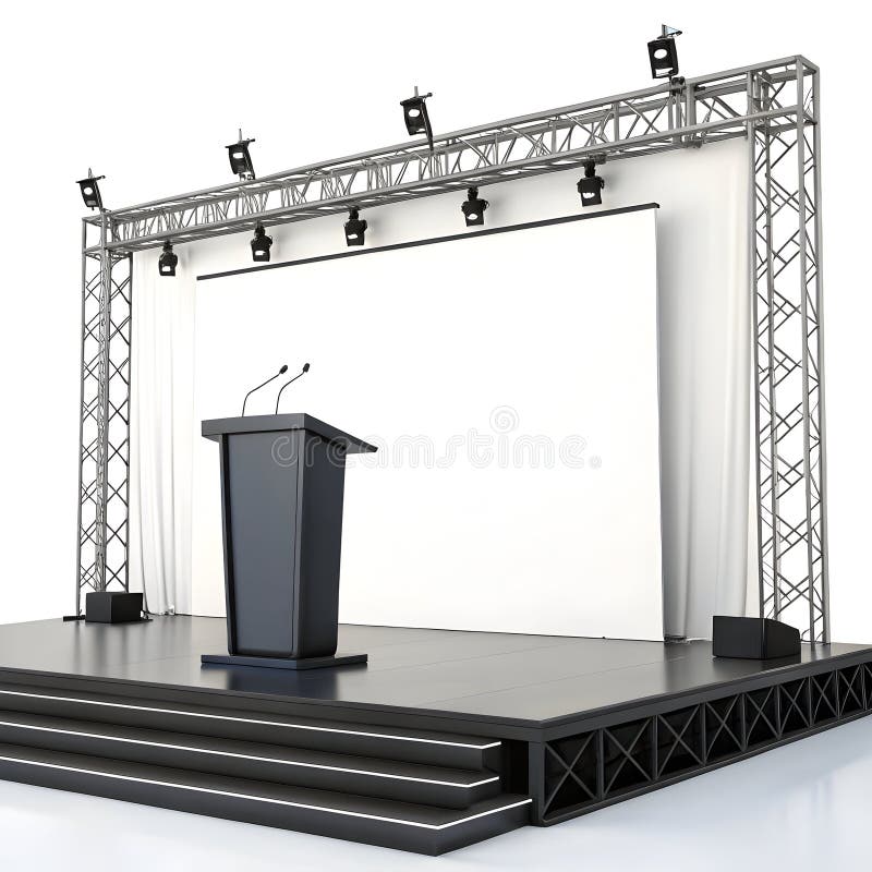 Podium 3D Display on Transparent Background Blank Stage Stock ...