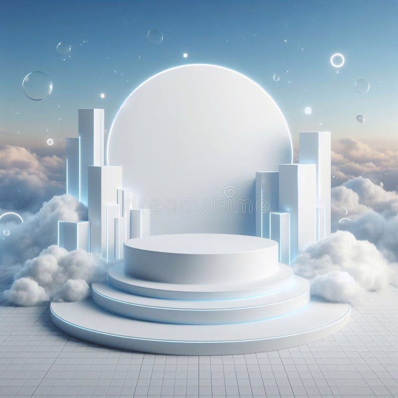Podium 3d Product Sky White Display Platform Render Abstract Stage ...