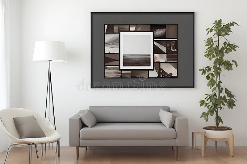 Podium Display Home Office Concept, Picture Frame Mockup, Wall ...