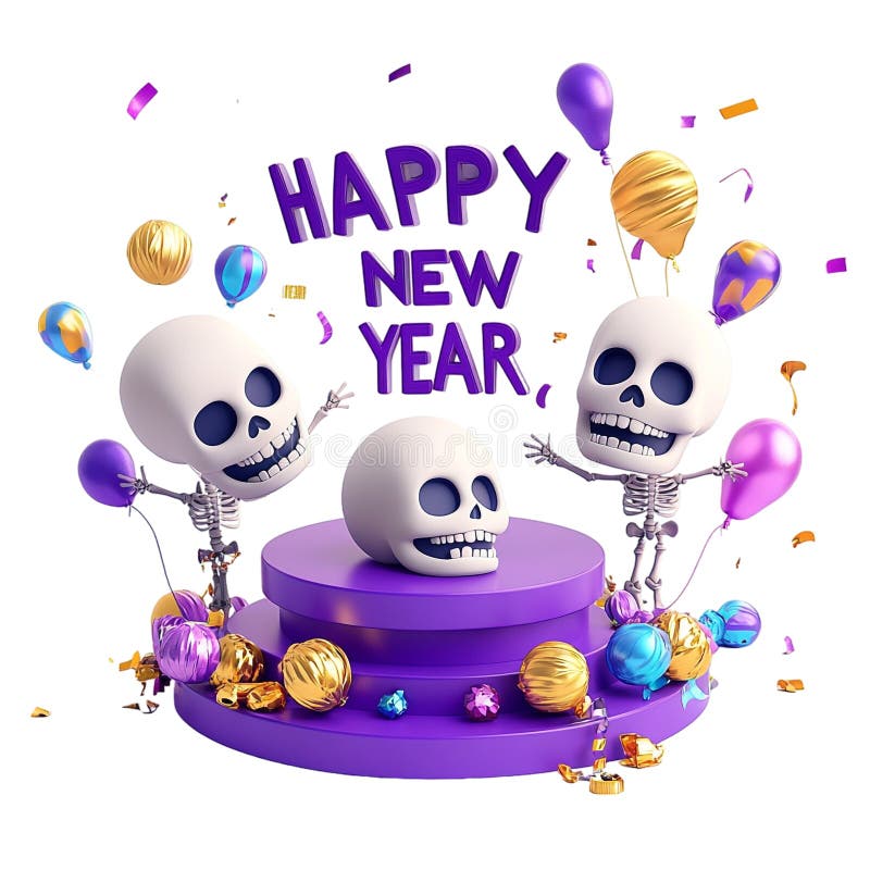 Podium Displaying Happy New Year Text Isolated on a Transparent ...